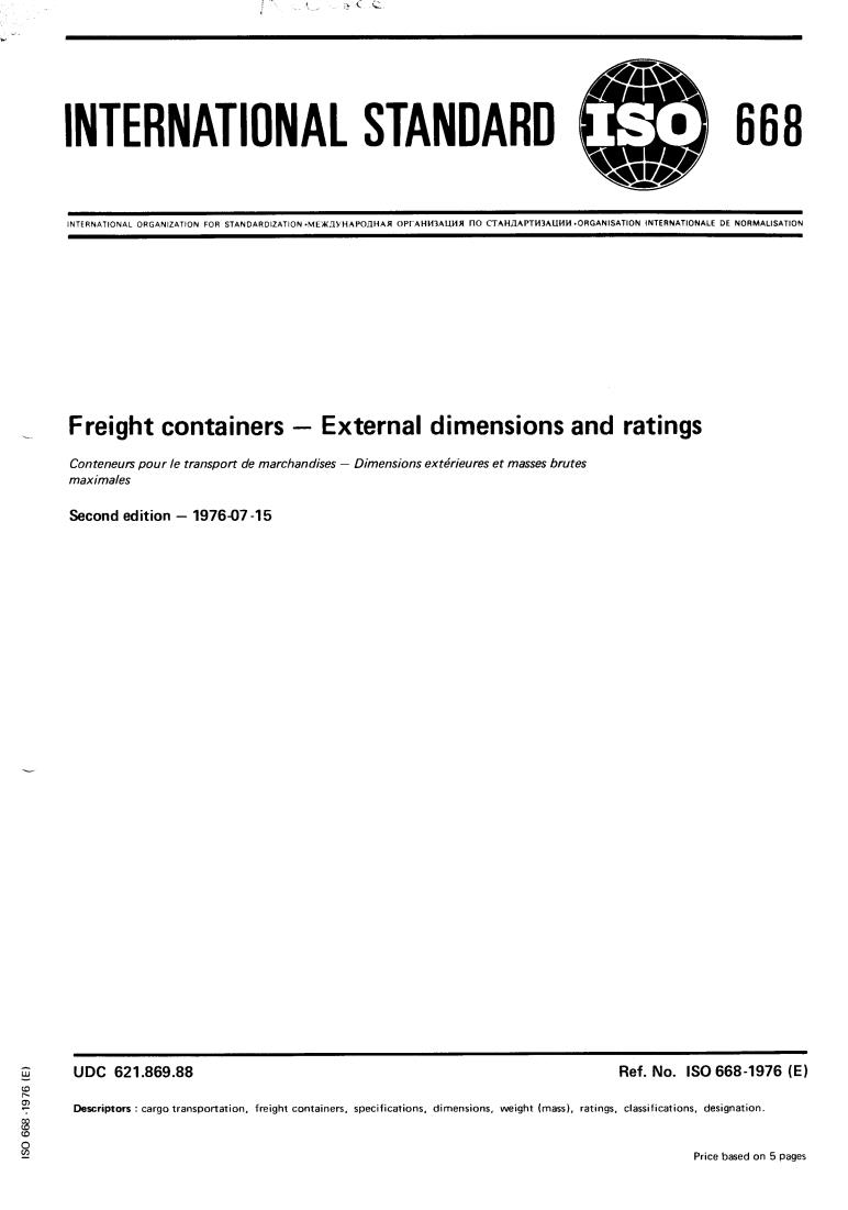 ISO 668:1976 - Title missing - Legacy paper document