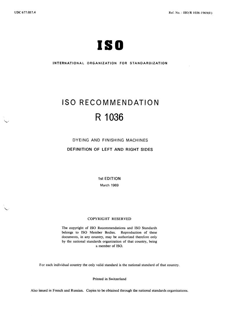ISO/R 1036:1969 - Title missing - Legacy paper document