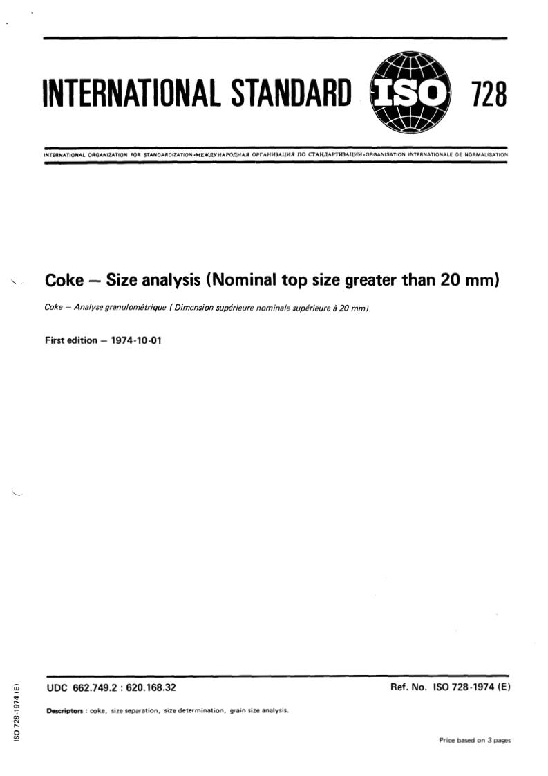 ISO 728:1974 - Title missing - Legacy paper document