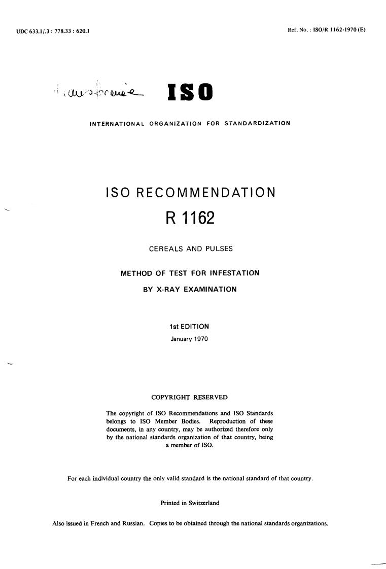 ISO/R 1162:1970 - Title missing - Legacy paper document