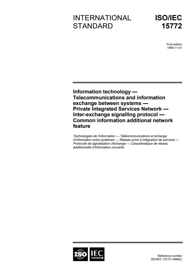 ISO/IEC 15772:1998 - Information technology — Telecommunications and information exchange between