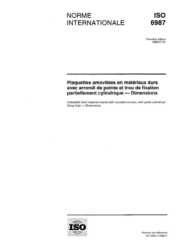 ISO 6987:1998 - Indexable hard material inserts with rounded corners ...