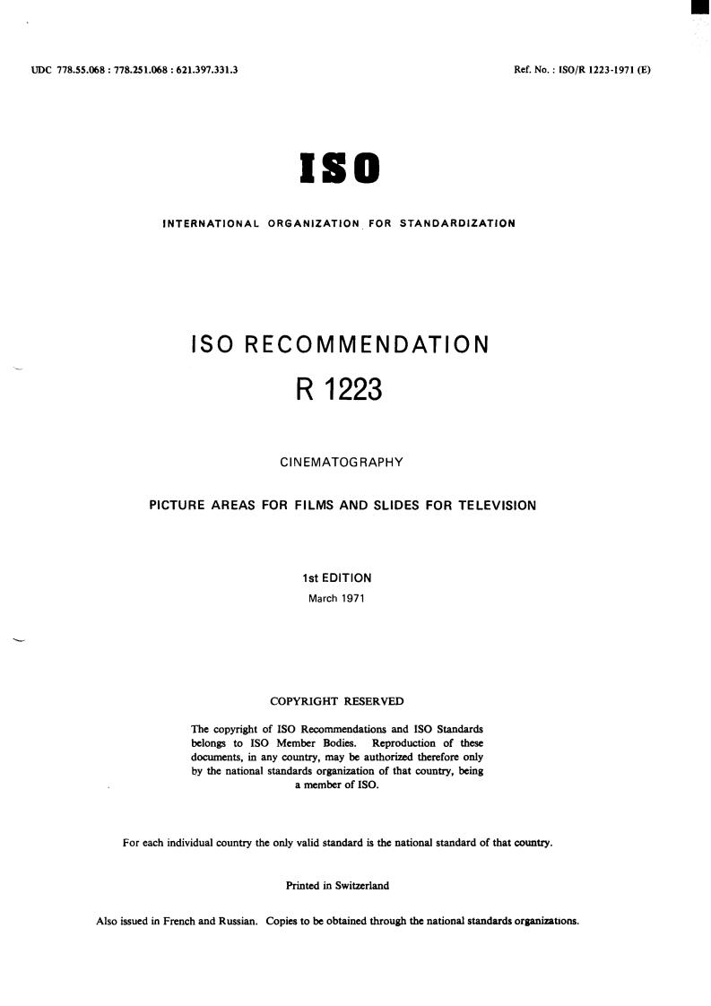 ISO/R 1223:1971 - Title missing - Legacy paper document