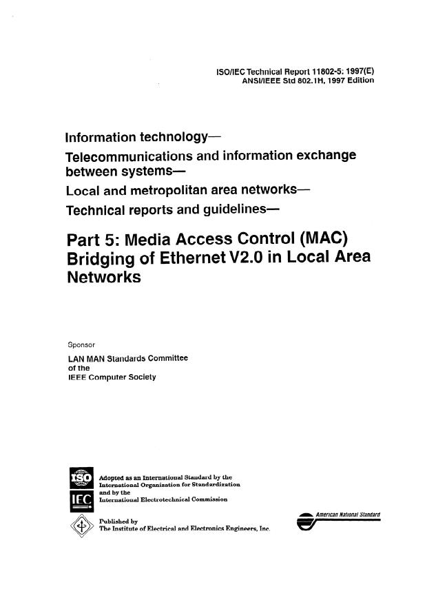 ISO/IEC TR 11802-5:1997 - Information technology — Telecommunications and information exchange