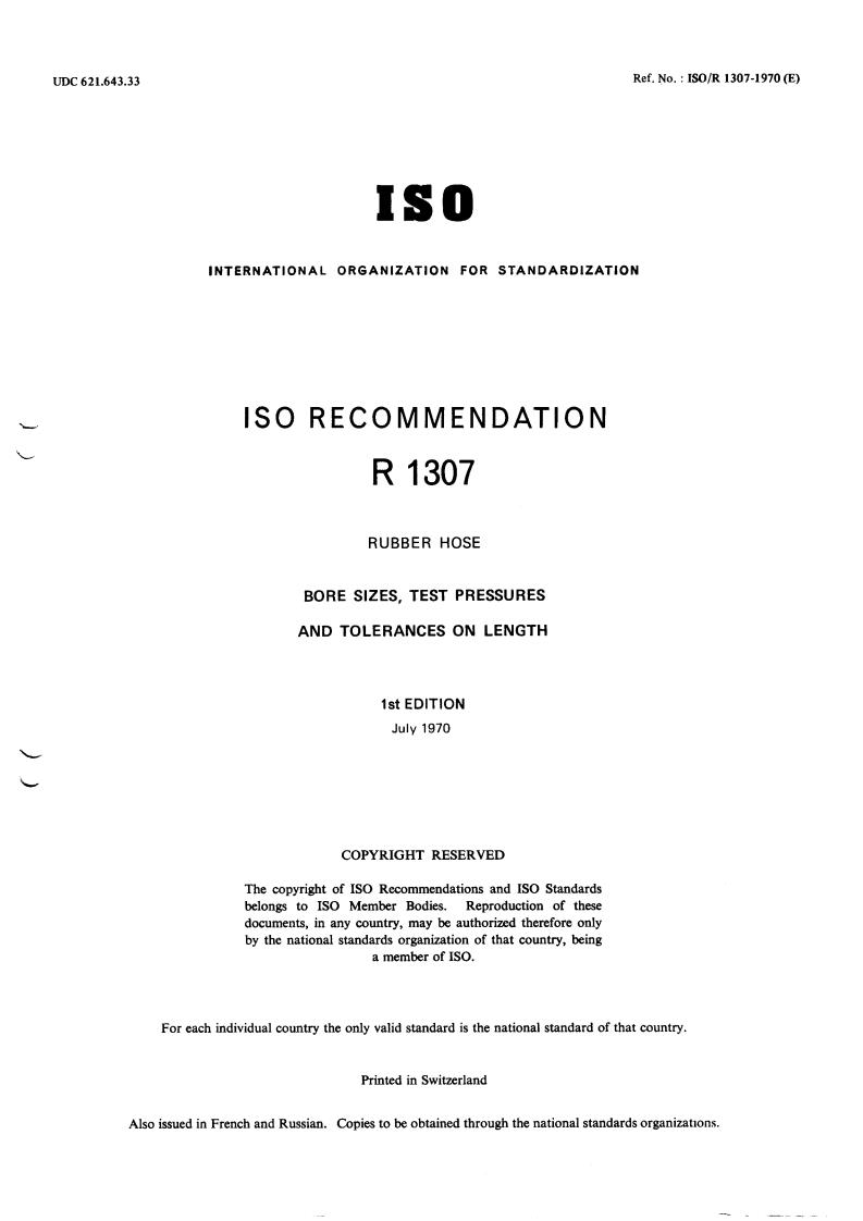 ISO/R 1307:1970 - Title missing - Legacy paper document