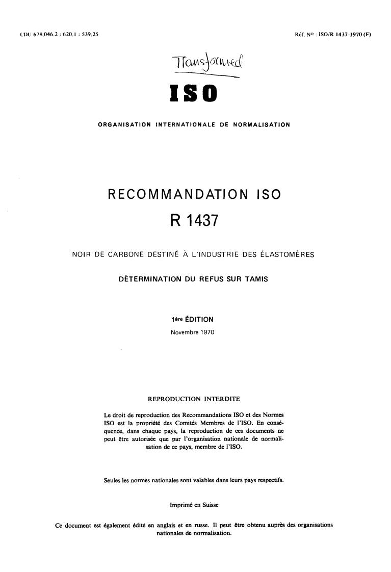 ISO/R 1437:1970 - Title missing - Legacy paper document