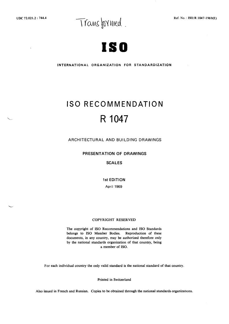 ISO/R 1047:1969 - Title missing - Legacy paper document