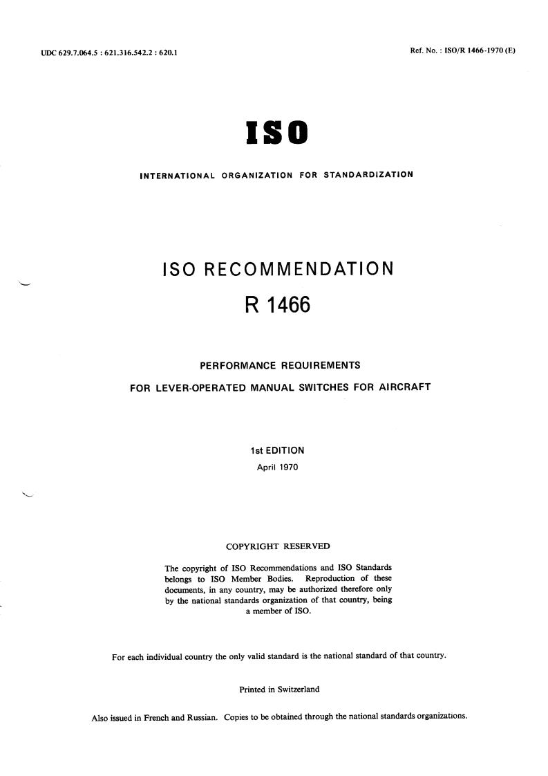 ISO/R 1466:1970 - Title missing - Legacy paper document