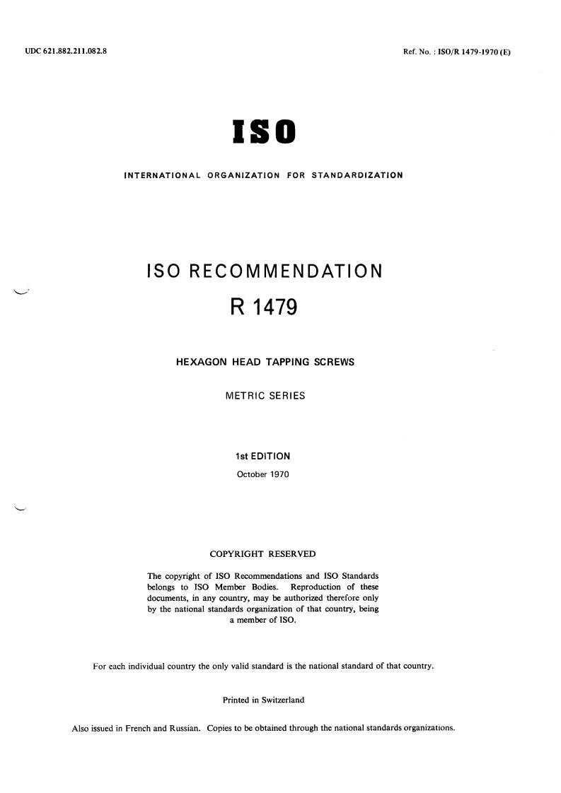 ISO/R 1479:1970 - Title missing - Legacy paper document
