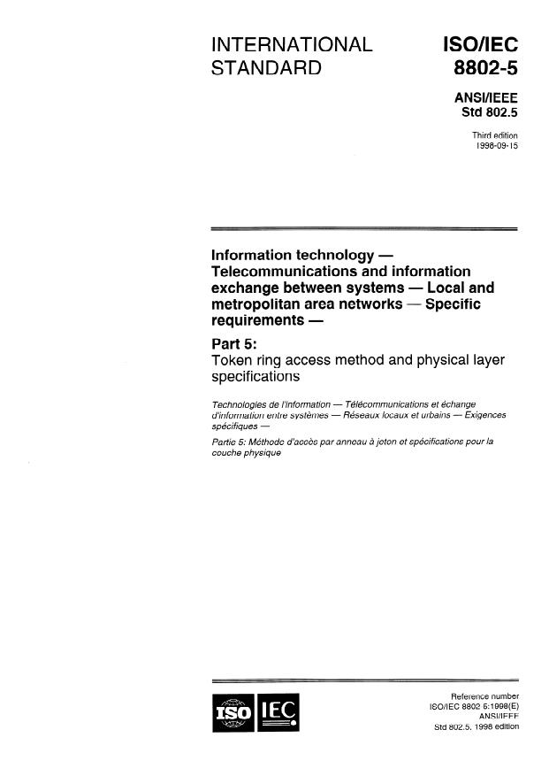 ISO/IEC 8802-5:1998 - Information technology — Telecommunications and information exchange between