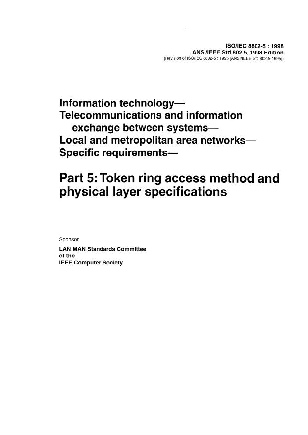 ISO/IEC 8802-5:1998 - Information technology — Telecommunications and information exchange between