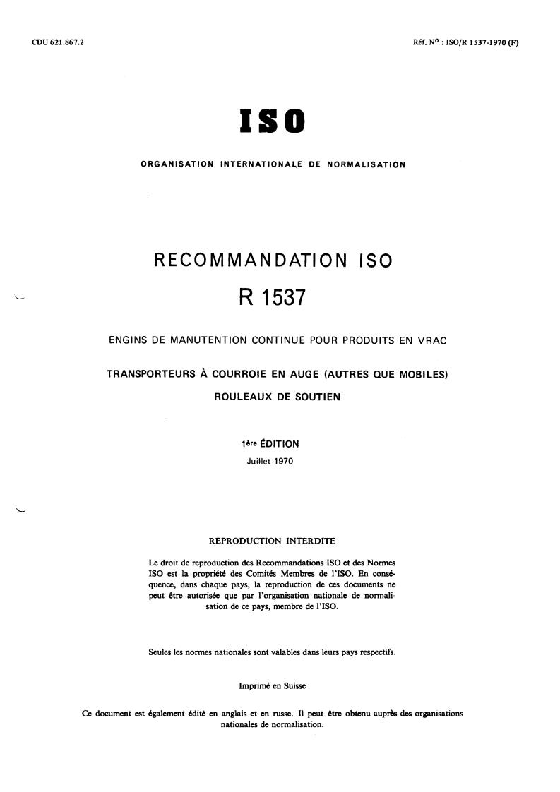 ISO/R 1537:1970 - Title missing - Legacy paper document