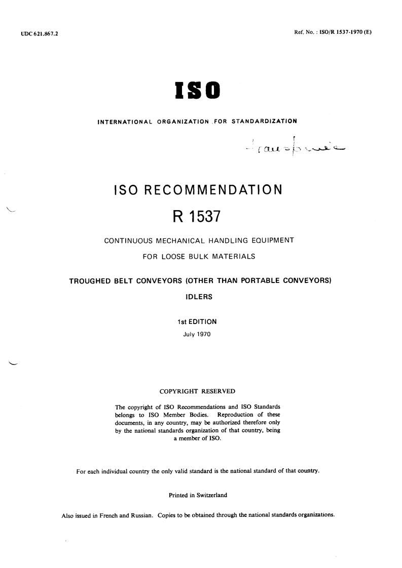 ISO/R 1537:1970 - Title missing - Legacy paper document