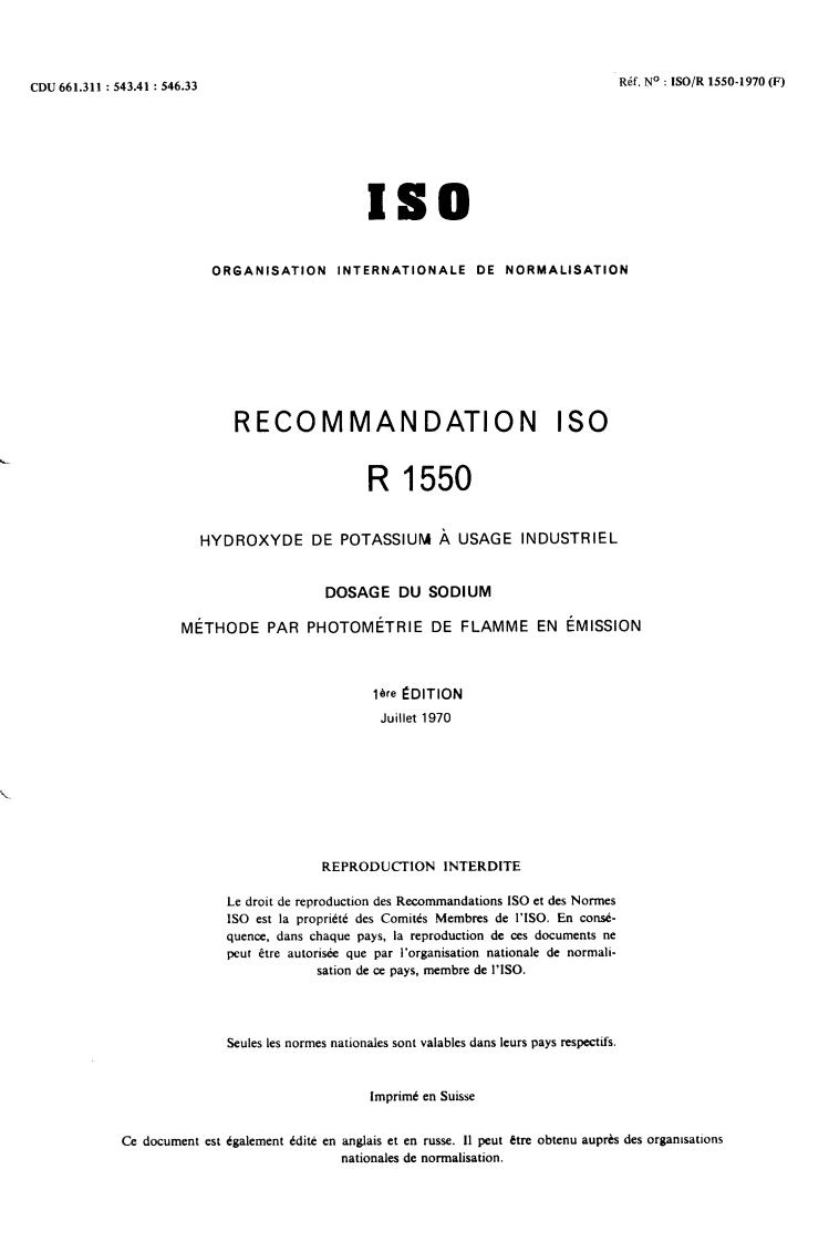 ISO/R 1550:1970 - Title missing - Legacy paper document