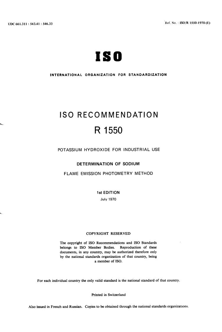 ISO/R 1550:1970 - Title missing - Legacy paper document
