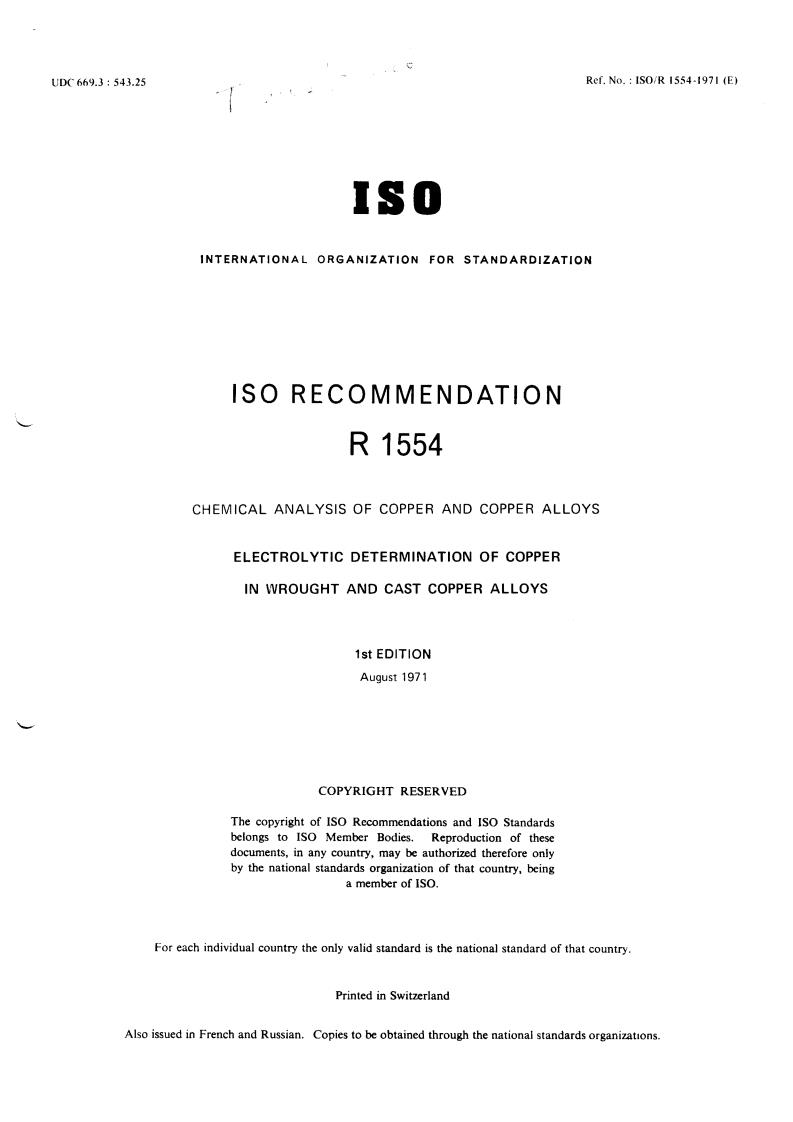 ISO/R 1554:1971 - Title missing - Legacy paper document