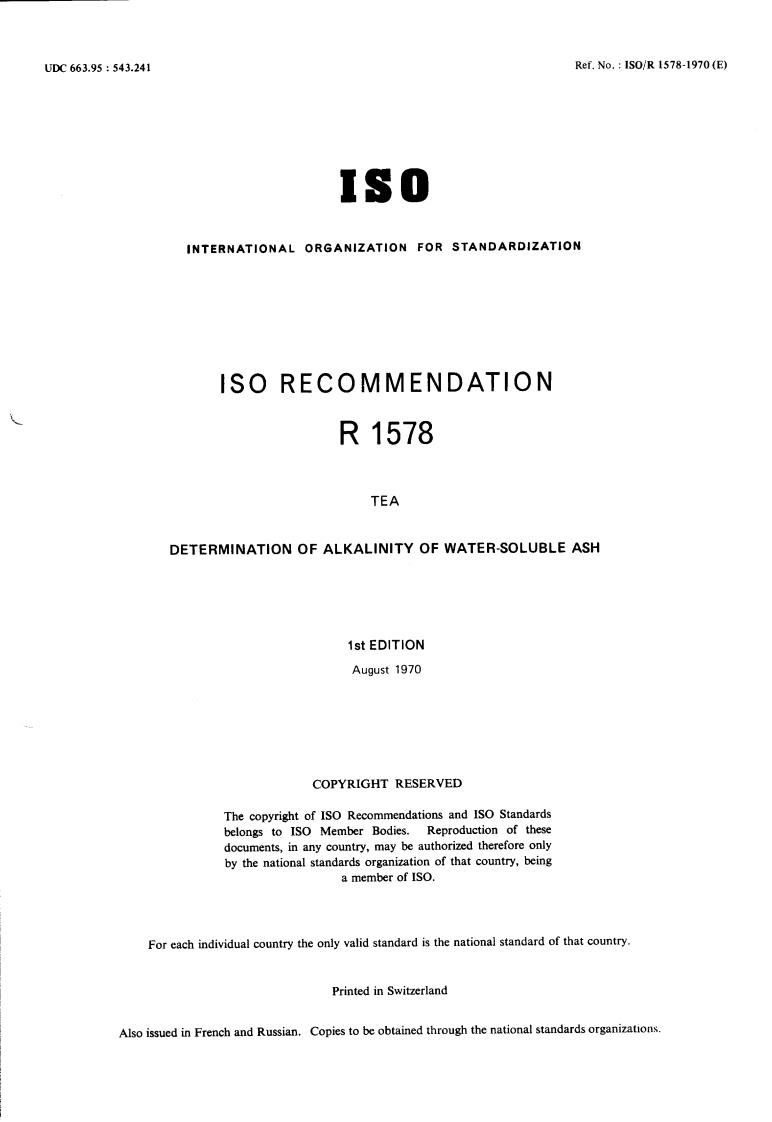 ISO/R 1578:1970 - Title missing - Legacy paper document