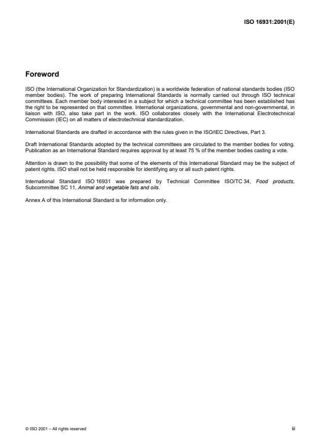 ISO 16931:2001 - Animal and vegetable fats and oils — Determination of polymerized triglycerides by