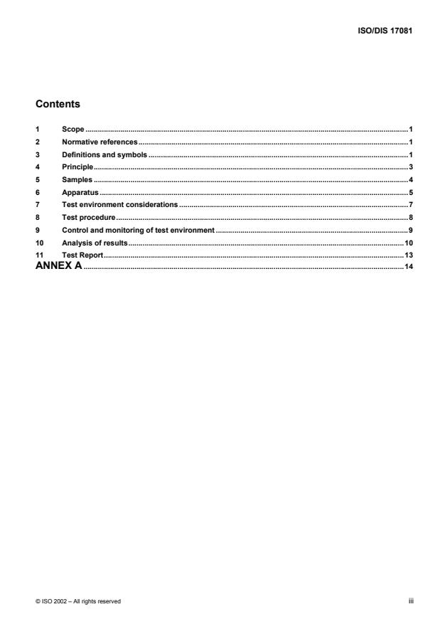 ISO/DIS 17081 - Method of measurement of hydrogen permeation and determination of hydrogen uptake