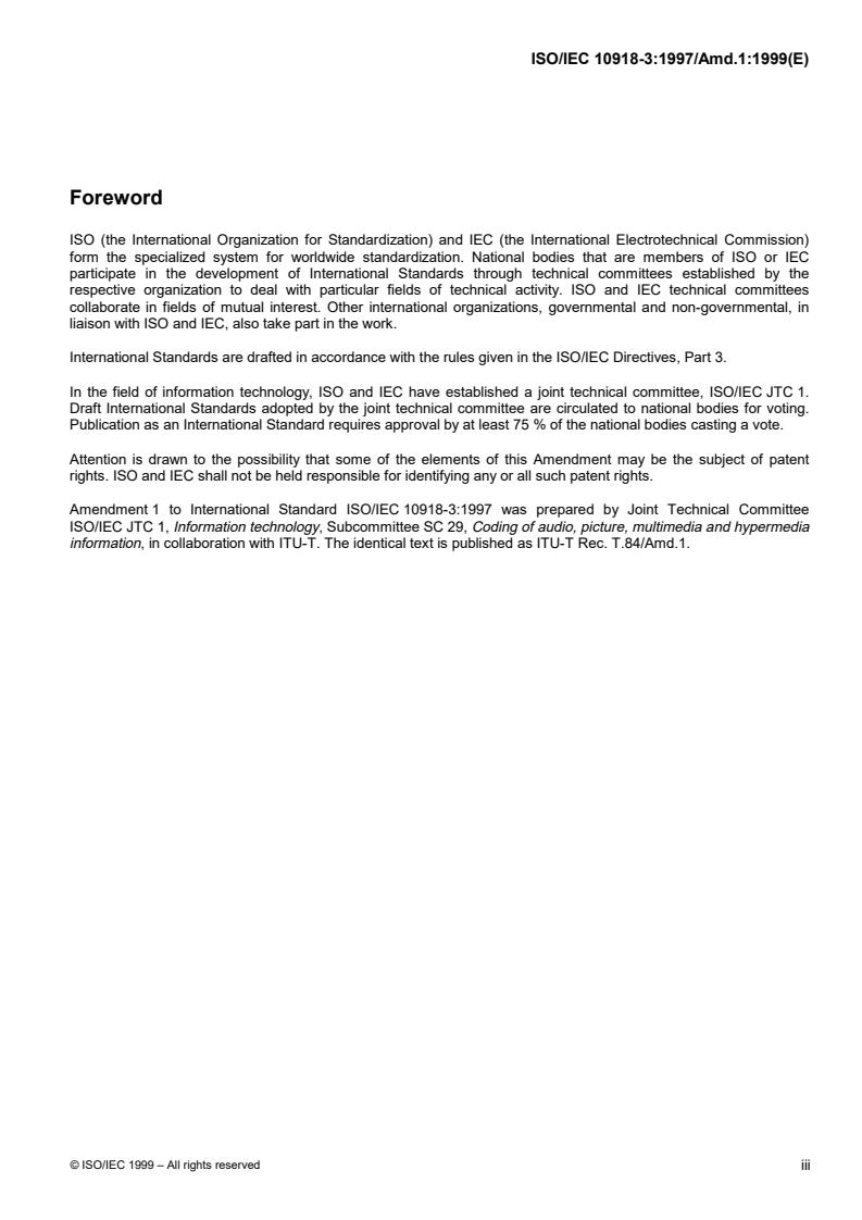 ISO/IEC 10918-3:1997/Amd 1:1999 - Information technology — Digital compression and coding of