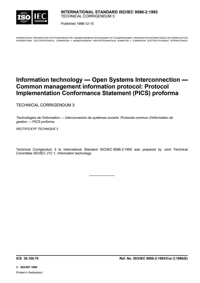 ISO/IEC 9596-2:1993/Cor 3:1998 - Information technology — Open Systems Interconnection — Common