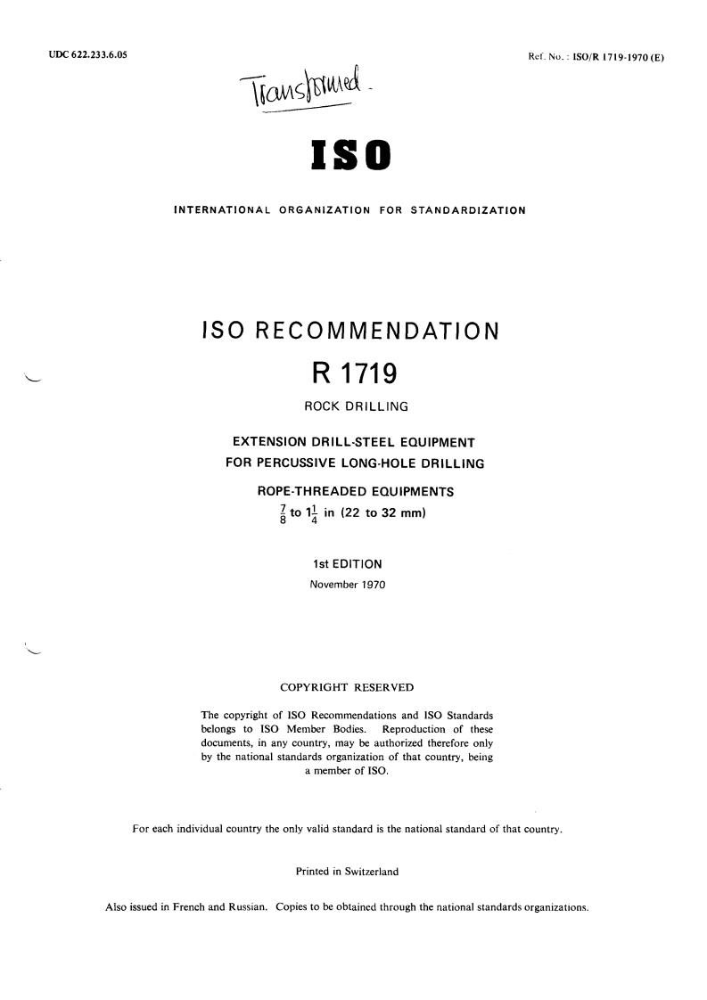 ISO/R 1719:1970 - Title missing - Legacy paper document