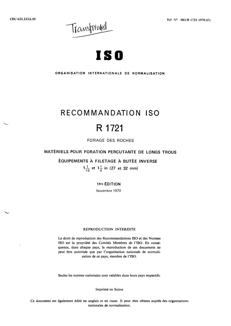 ISO/R 1721:1970 - Title missing - Legacy paper document