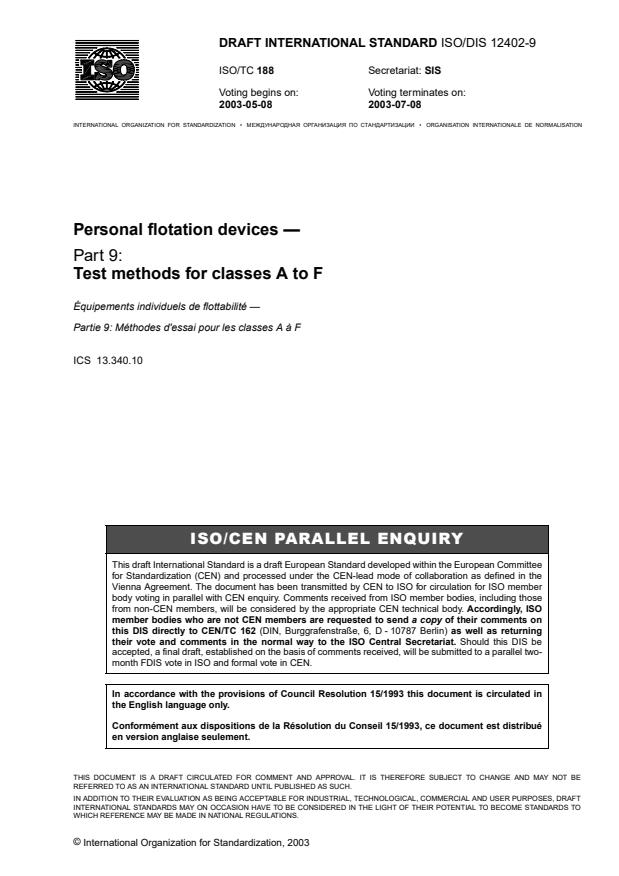 ISO/DIS 12402-9.2 - Personal flotation devices