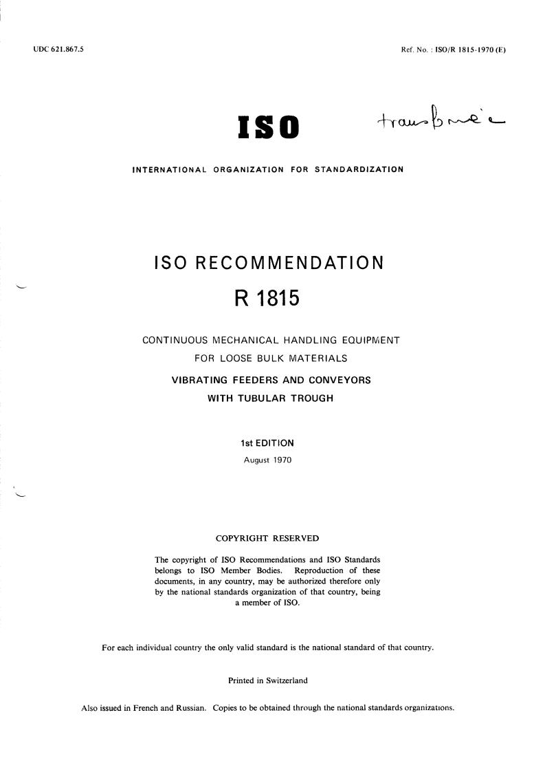ISO/R 1815:1970 - Title missing - Legacy paper document