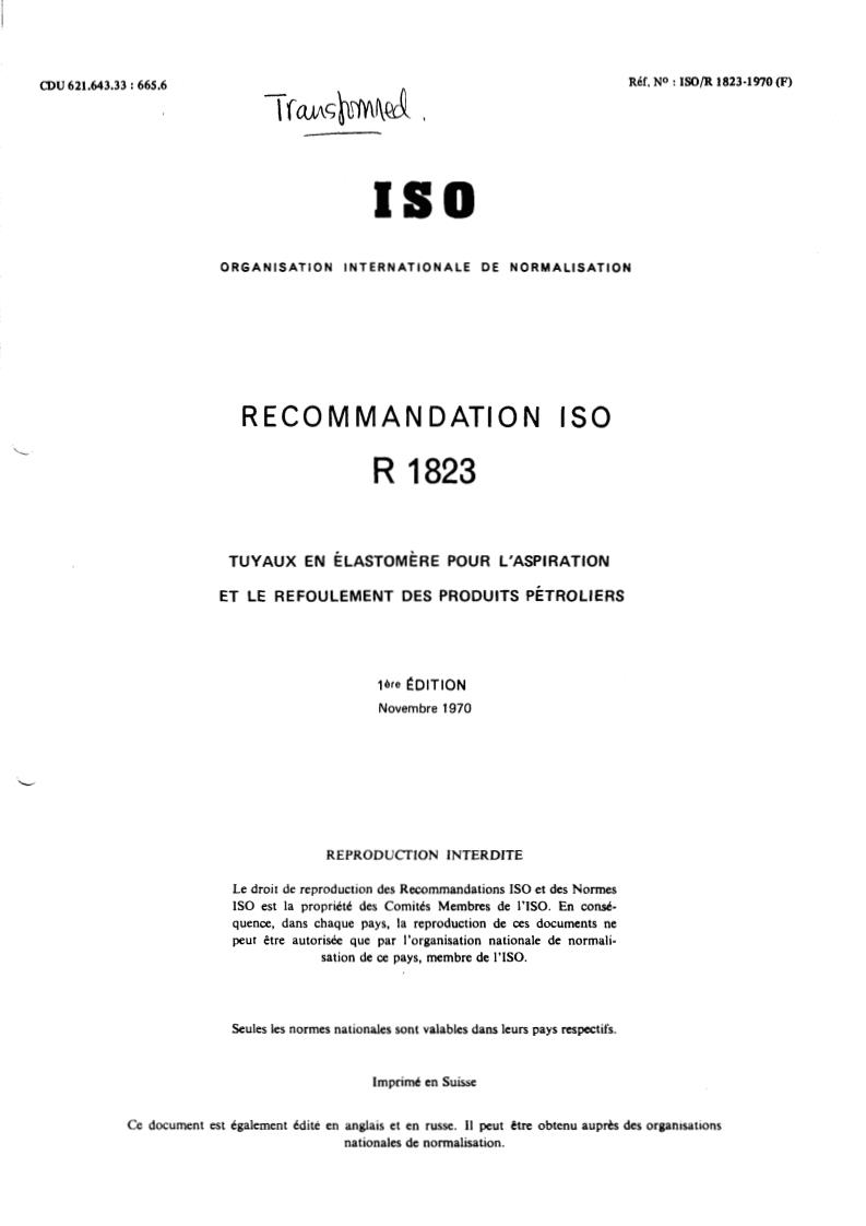ISO/R 1823:1970 - Title missing - Legacy paper document