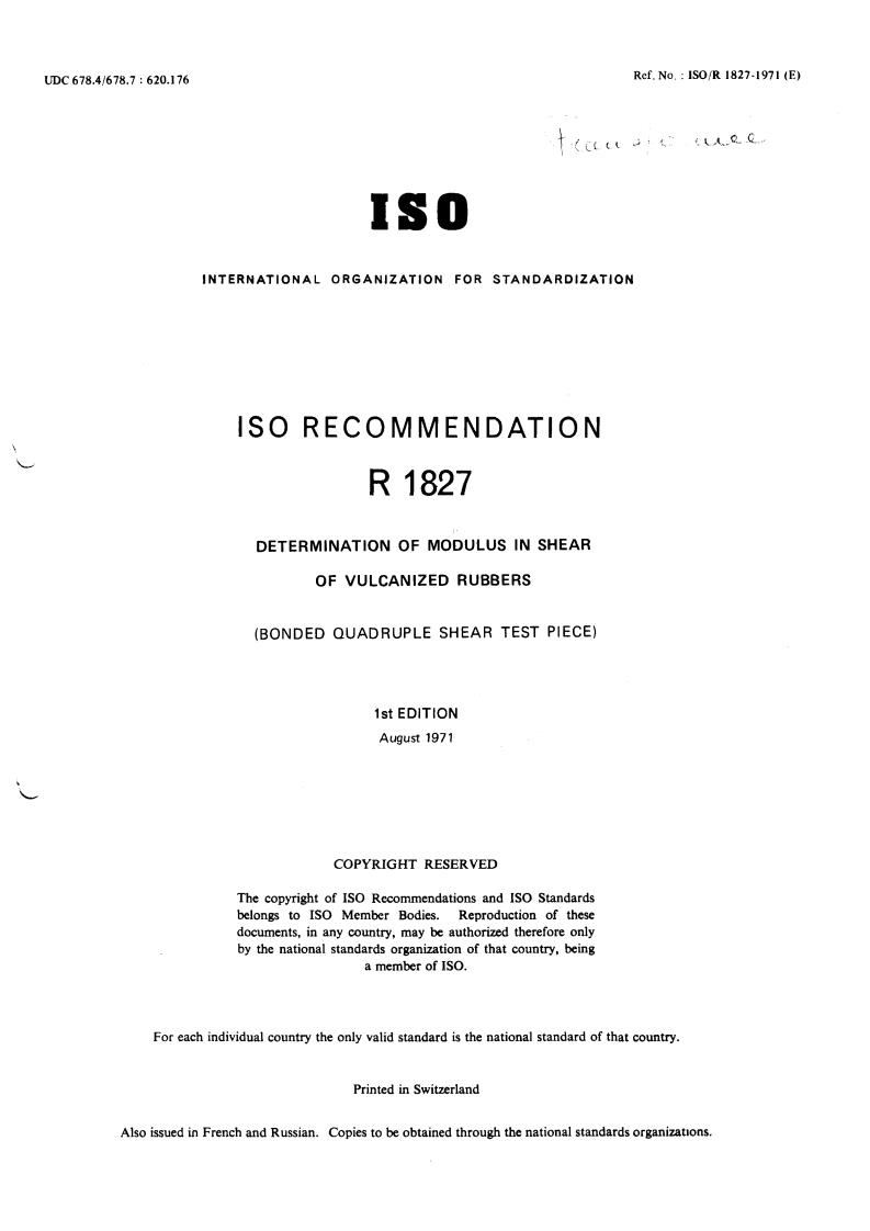 ISO/R 1827:1971 - Title missing - Legacy paper document