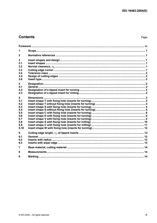 ISO 16463:2004 - Polycristalline diamond inserts, tipped — Dimensions ...