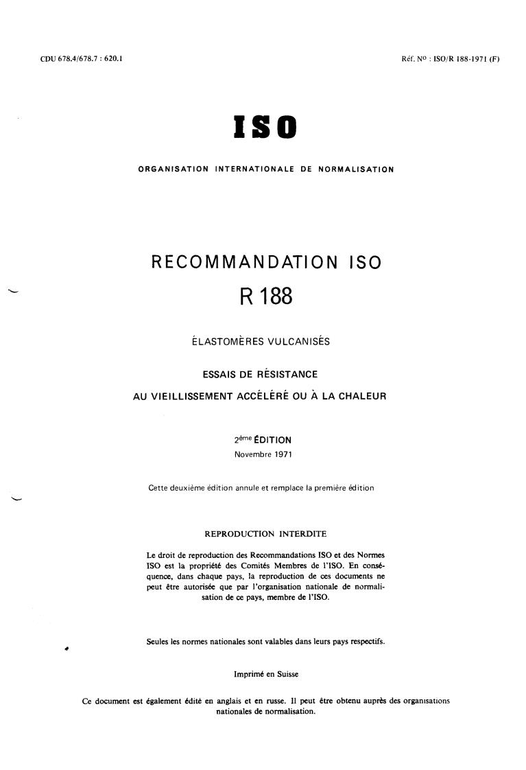 ISO/R 188:1971 - Title missing - Legacy paper document