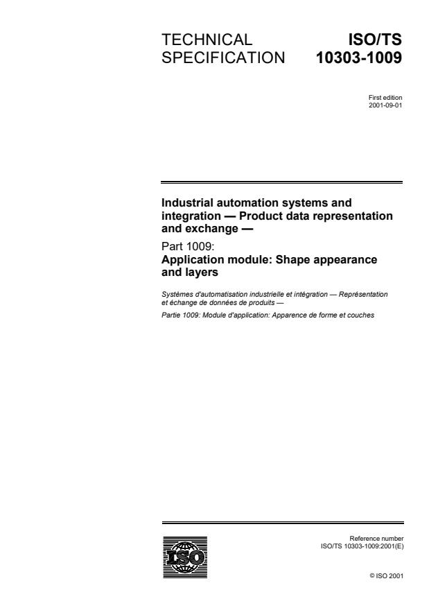 ISO/TS 10303-1009:2001 - Industrial automation systems and integration ...