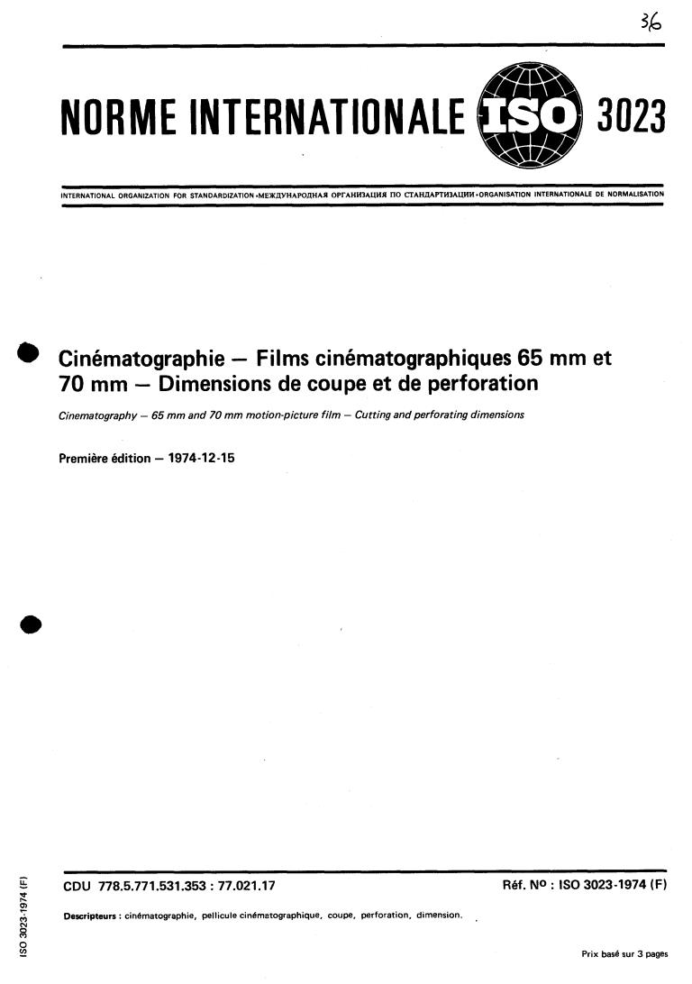 ISO 3023:1974 - Title missing - Legacy paper document