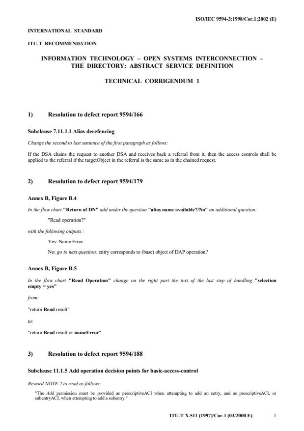 ISO/IEC 9594-3:1998/Cor 1:2002 - Information technology — Open Systems Interconnection — The