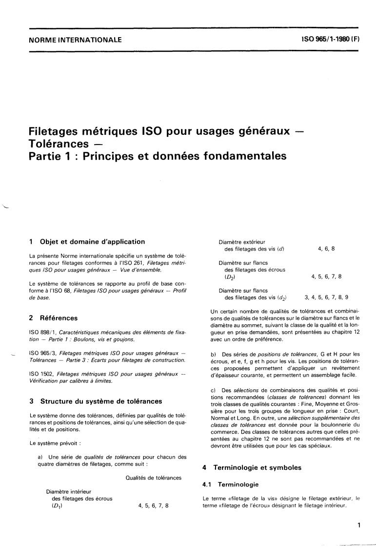 ISO 965-1:1980 - Title missing - Legacy paper document