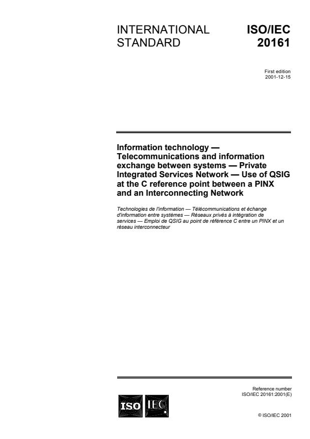 ISO/IEC 20161:2001 - Information technology — Telecommunications and information exchange between