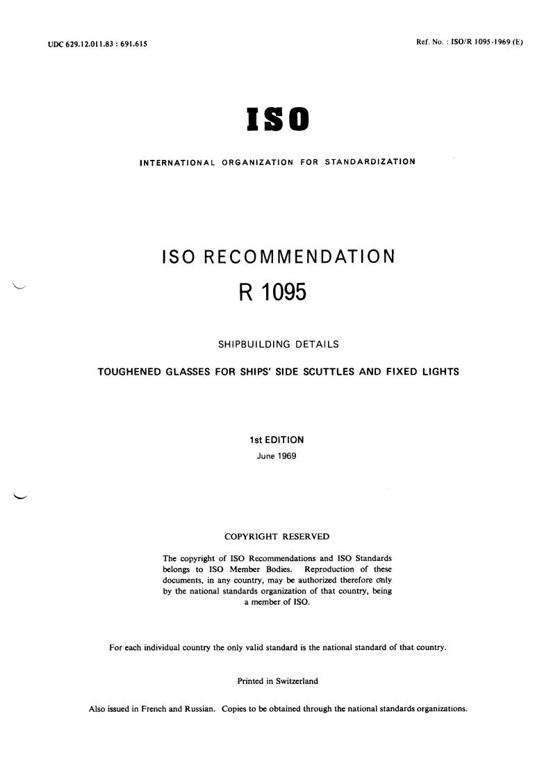 ISO/R 1095:1969 - Title missing - Legacy paper document