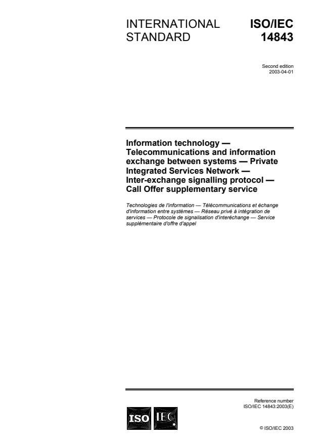 ISO/IEC 14843:2003 - Information technology — Telecommunications and ...