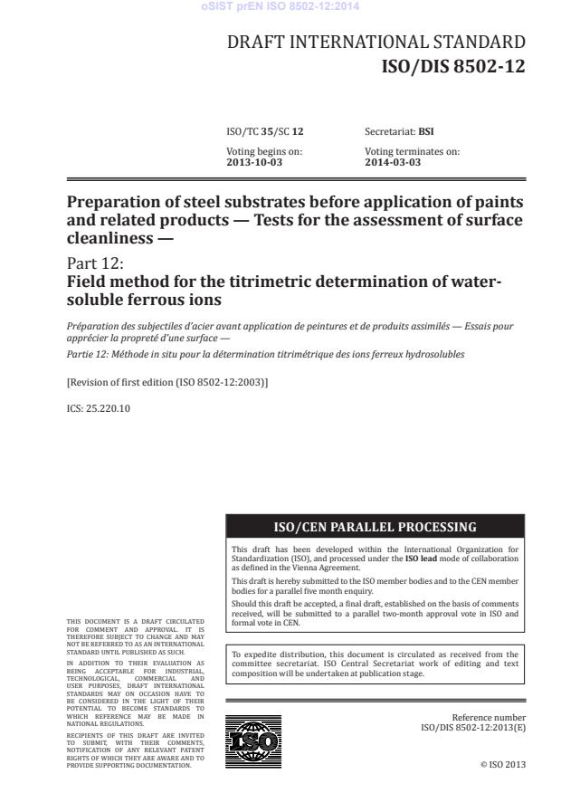 prEN ISO 8502-12 - Preparation of steel substrates before application ...