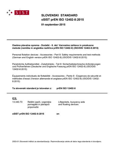 FprEN ISO 12402-8 - Personal flotation devices - Part 8: Accessories - Safety requirements and ...