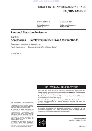 FprEN ISO 12402-8 - Personal flotation devices - Part 8: Accessories - Safety requirements and ...