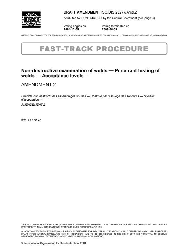 ISO 23277:2006/DAmd 2 - ISO 23277:2006/DAmd 2