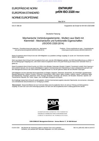 EN ISO 2320:2015 - Fasteners - Prevailing torque steel nuts ...