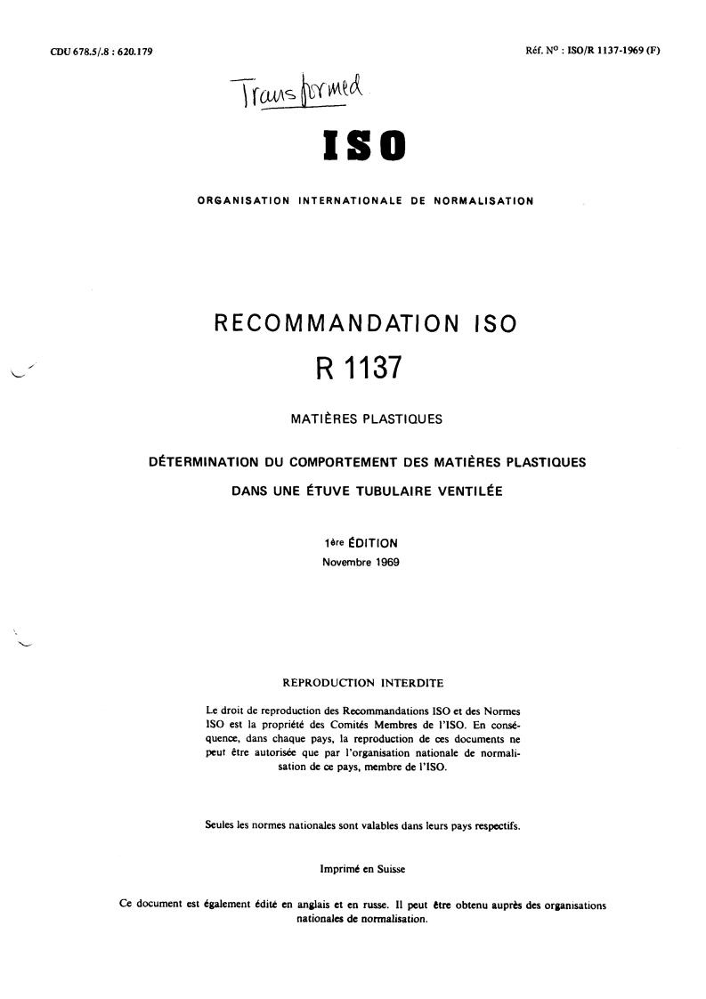 ISO/R 1137:1969 - Title missing - Legacy paper document