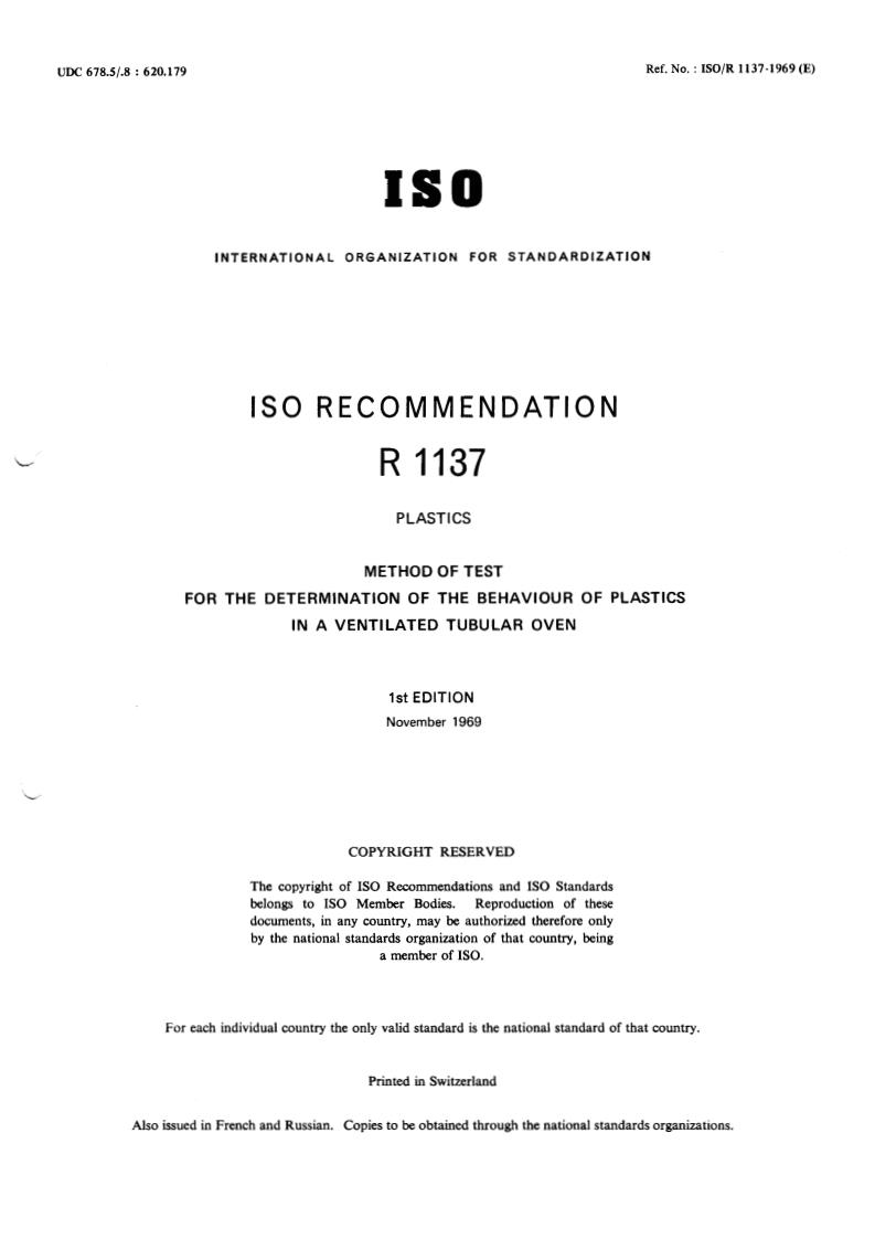 ISO/R 1137:1969 - Title missing - Legacy paper document