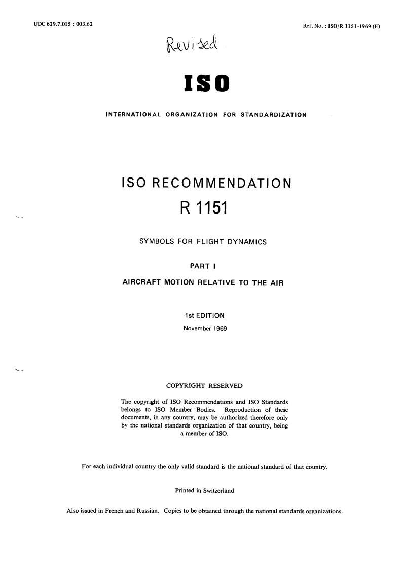 ISO/R 1151:1969 - Title missing - Legacy paper document