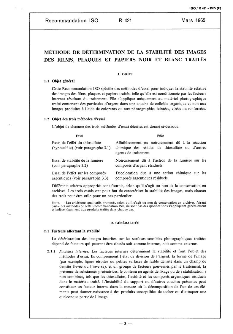 ISO/R 421:1965 - Withdrawal of ISO/R 421-1965