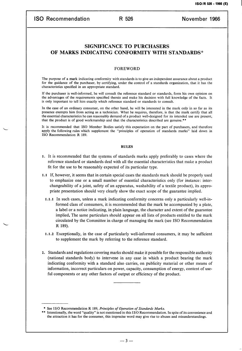 ISO/R 526:1966 - Withdrawal of ISO/R 526-1966